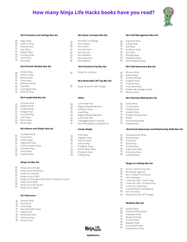 Ninja Life Hacks Book Checklist – Ninja Life Hacks - Growth Mindset